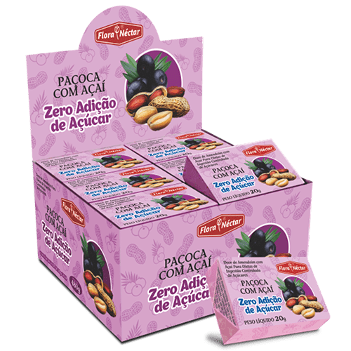 DISPLAY PAÇOCA COM AÇAI ZERO AÇÚCAR 24 UN – Flora Nectar
